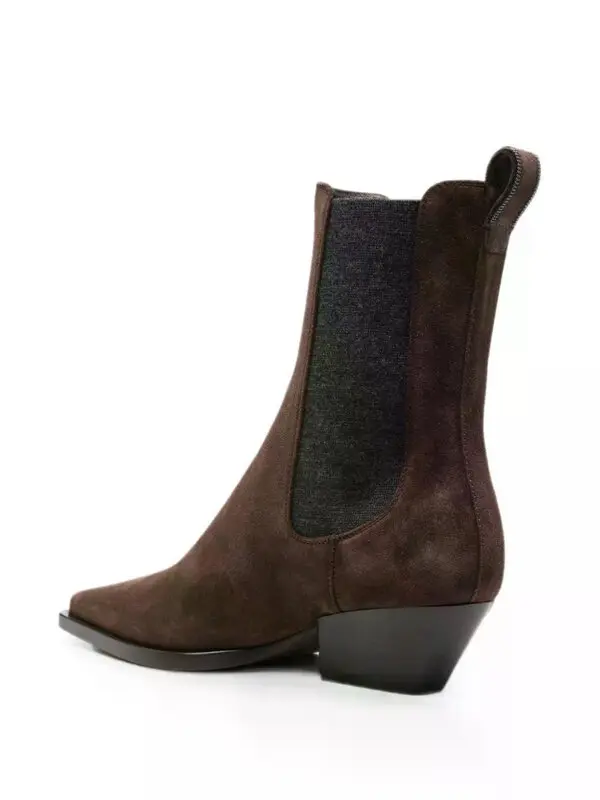 Brunello Cucinelli Suede Elasticated Ankle Boots
