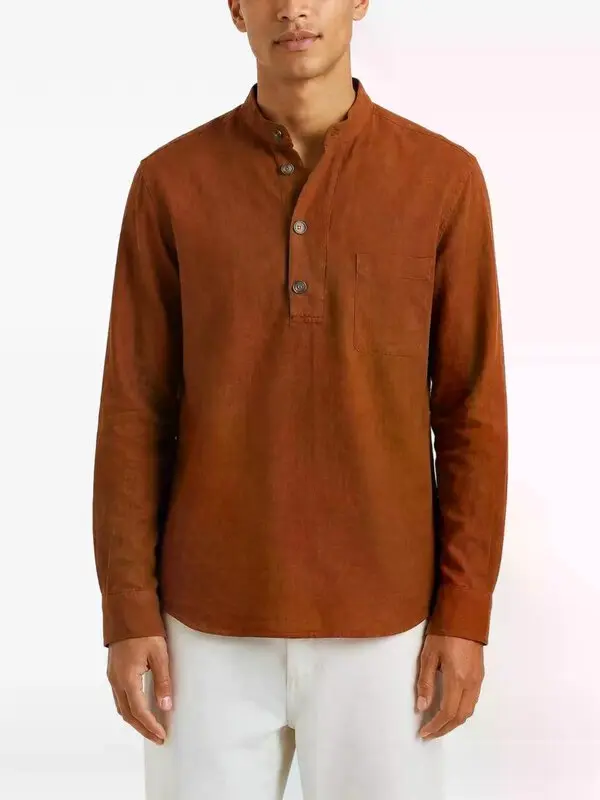 RETORI Band-collar Half-placket T-shirt