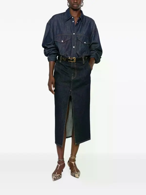 Khaite Christensen Contrast-stitch Denim Shirt