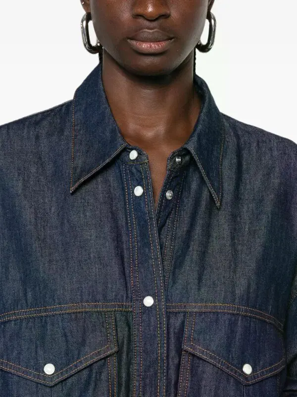Khaite Christensen Contrast-stitch Denim Shirt