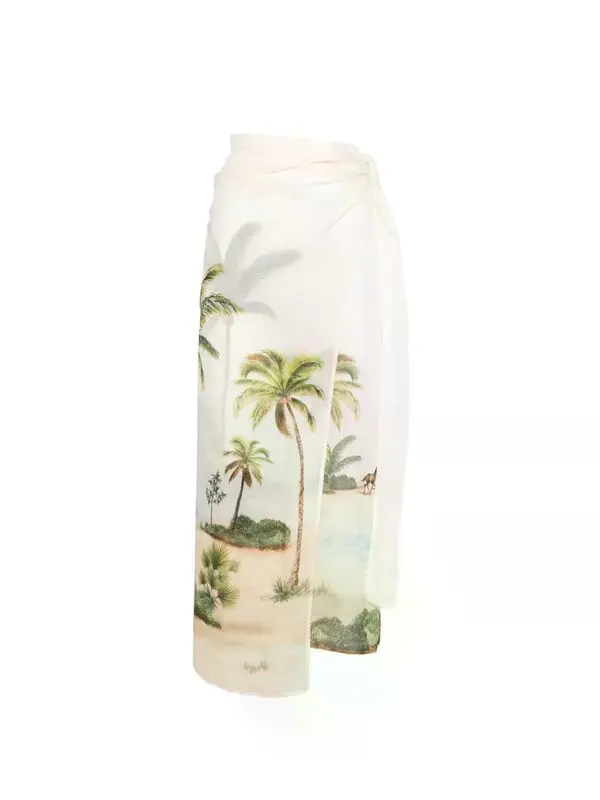 Agua Bendita Lavanda Tropical-print Sarong - Neutrals