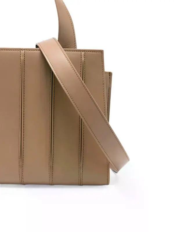 Max Mara Whitney Ribbed Leather Tote Bag - Neutrals