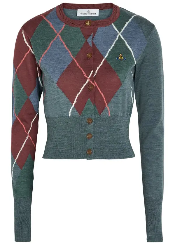VIVIENNE WESTWOOD Argyle Wool-blend Cardigan - Multicoloured