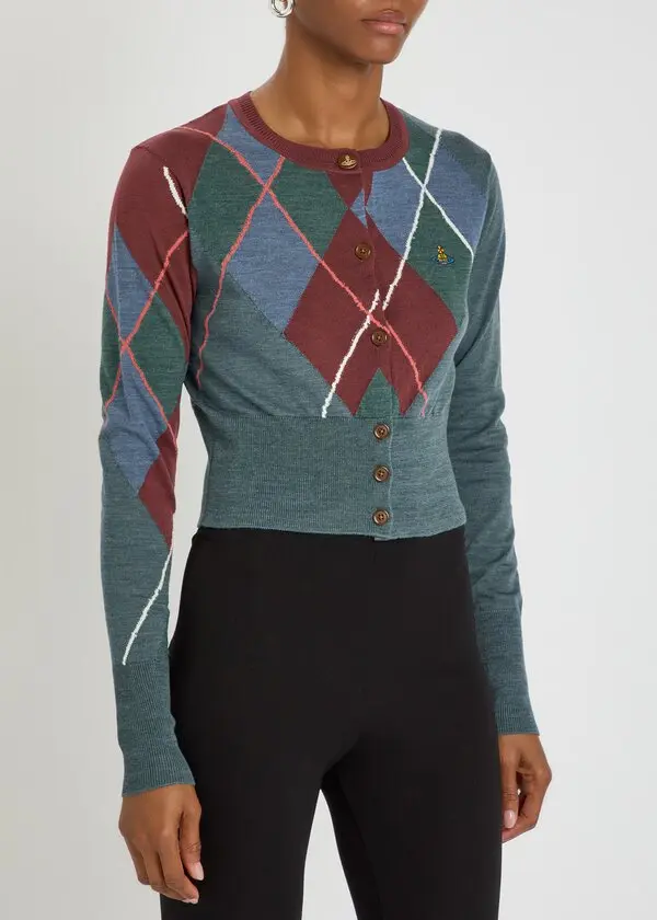 VIVIENNE WESTWOOD Argyle Wool-blend Cardigan - Multicoloured