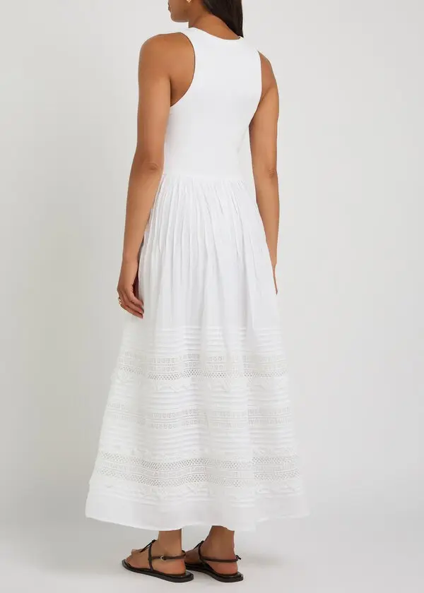 Polo Ralph Lauren Embroidered Stretch-cotton Midi Dress