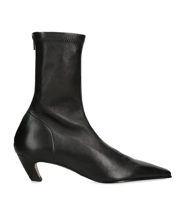 Khaite Arizona Leather Heeled Ankle Boots - Black