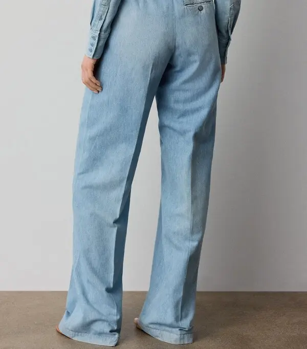 Ralph Lauren Cotton Pleated Wide-leg Trousers