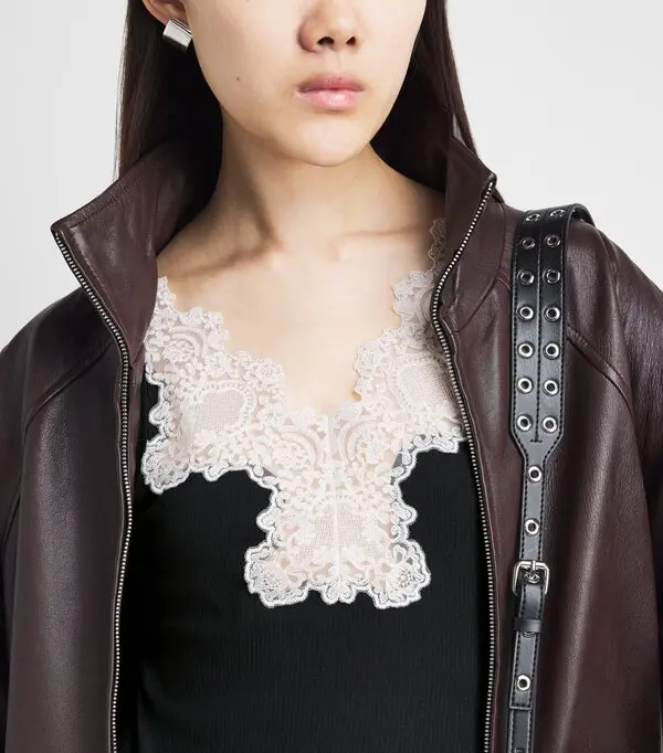 Sandro Ribbed Lace-trimmed Tank Top
