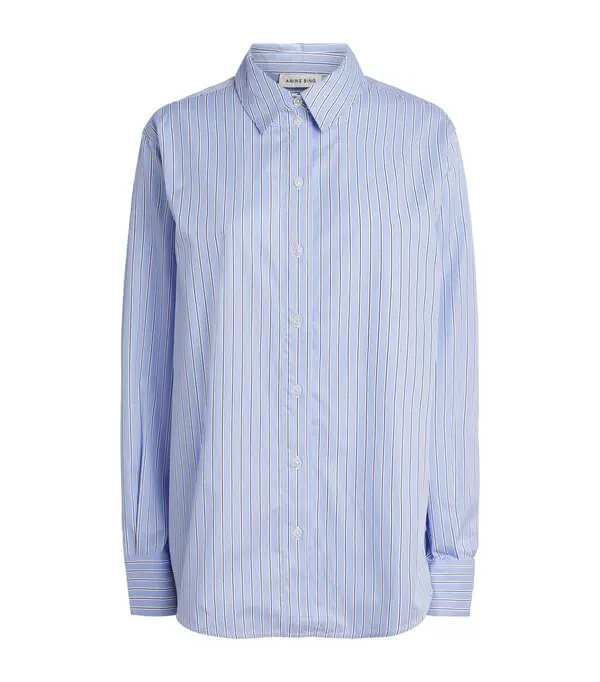 ANINE BING Oversized Striped Cotton Shirt