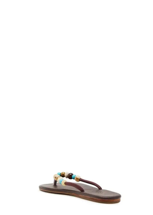 ANCIENT GREEK SANDALS Beaded Leather Thong Sandals - Brown