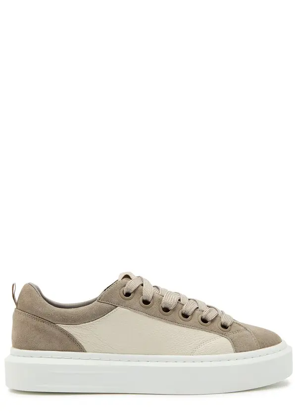 CLEENS Paneled Leather And Suede Sneakers - Taupe