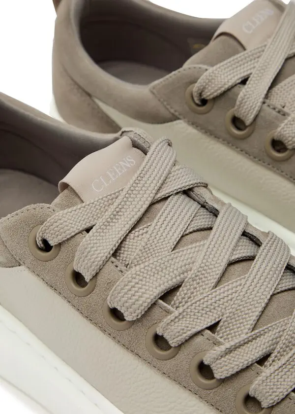 CLEENS Paneled Leather And Suede Sneakers