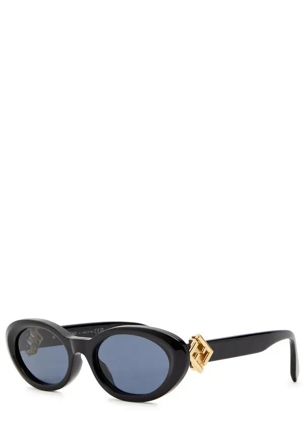 Fendi Cat Eye Sunglasses With Ff Plaque - Black