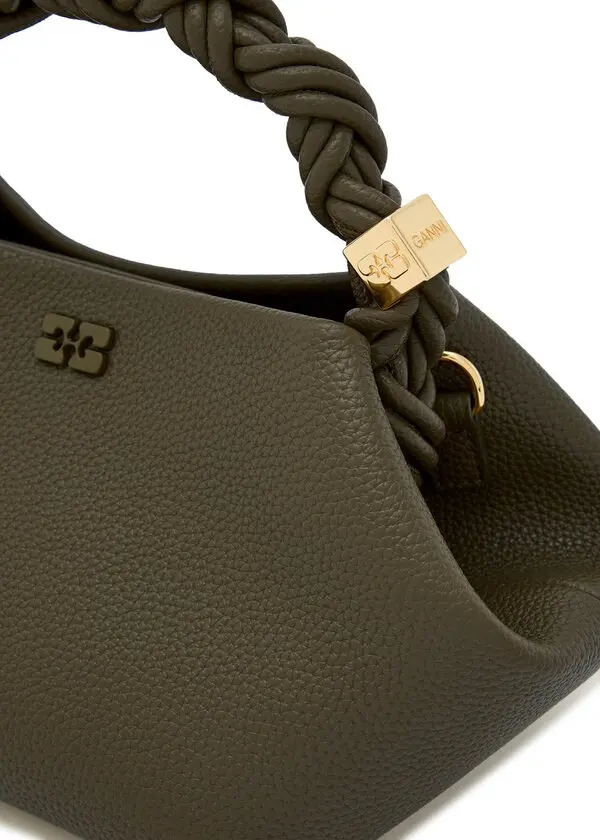 GANNI Bou Small Grained Leather Top Handle Bag - Olive