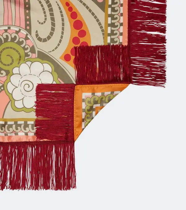 La DoubleJ Fringed Printed Silk Twill Scarf