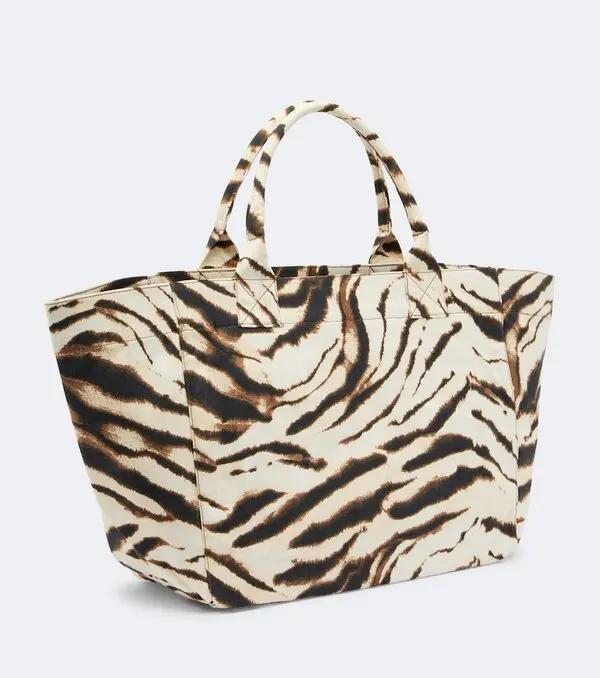 GANNI Large Zebra-print Canvas Tote Bag