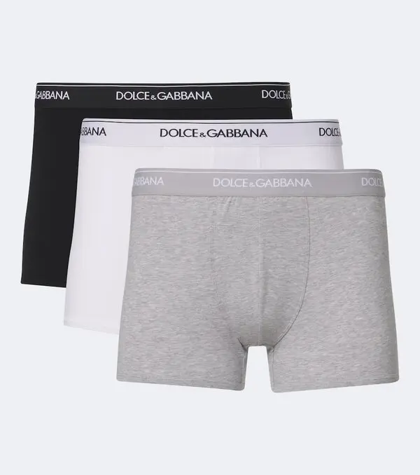 Dolce & Gabbana Set Of 3 Cotton-blend Jersey Briefs - Multicoloured