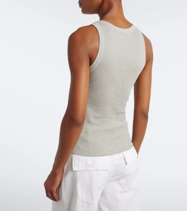 AMI Paris De Cour Cotton Jersey Tank Top - Grey