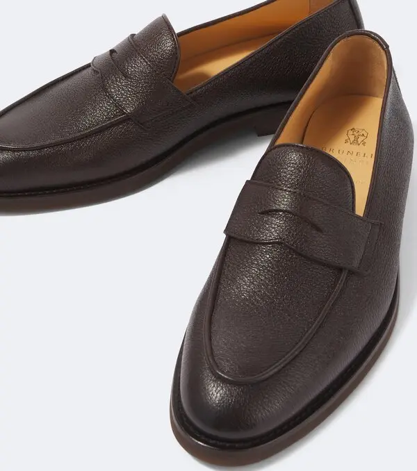 Brunello Cucinelli Leather Penny Loafers - Brown