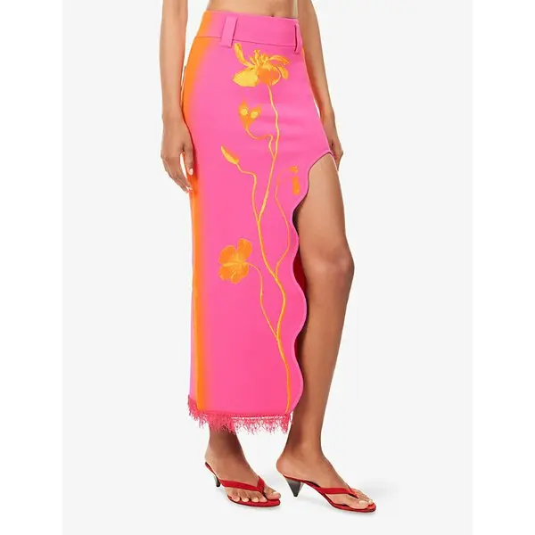 Ph5 Floral Stretch-knit Midi Skirt