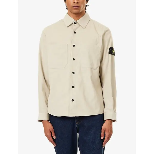Stone Island Micro-corduroy Compass-badge Cotton Shirt