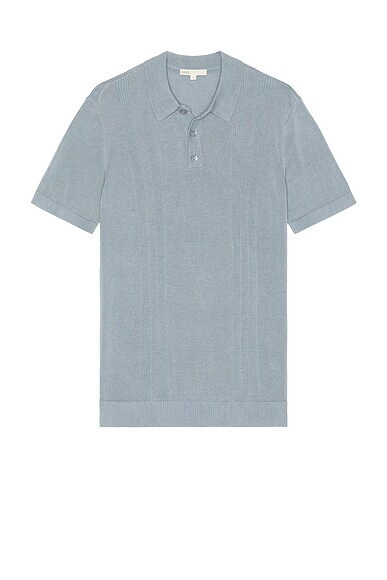 Onia Silk Ribbed Knit Polo Shirt