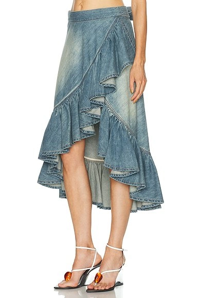 Alaïa Denim Ruffle Skirt