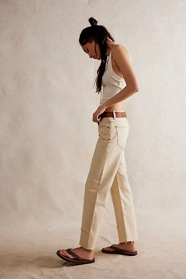 We The Free Risk Taker Mid-rise Straight Leg Jeans - Ecru