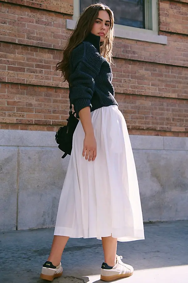 Free People The Lowen Midi Skirt - Ivory