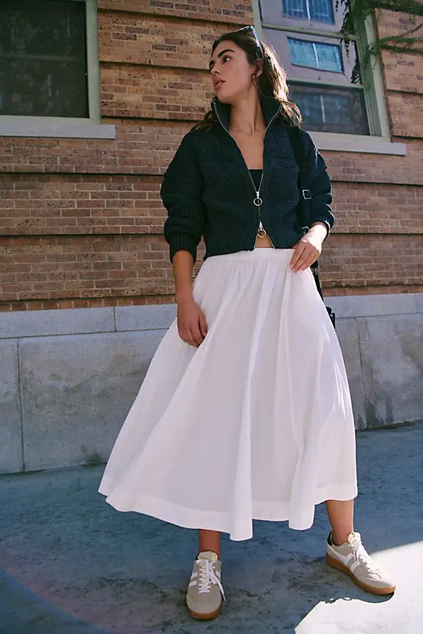 Free People The Lowen Midi Skirt - Ivory