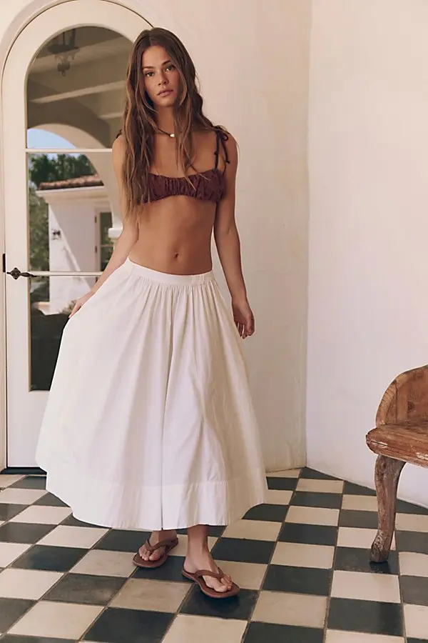 Free People The Lowen Midi Skirt - Ivory