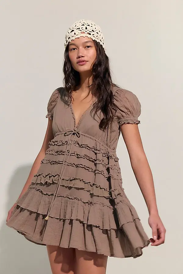 Free People Darcy Mini Dress - Dusted Cocoa