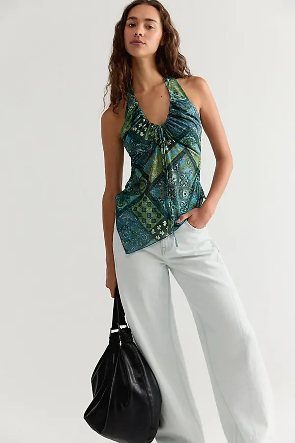 Free People Butterfly Effect Halter Top - Ocean Combo