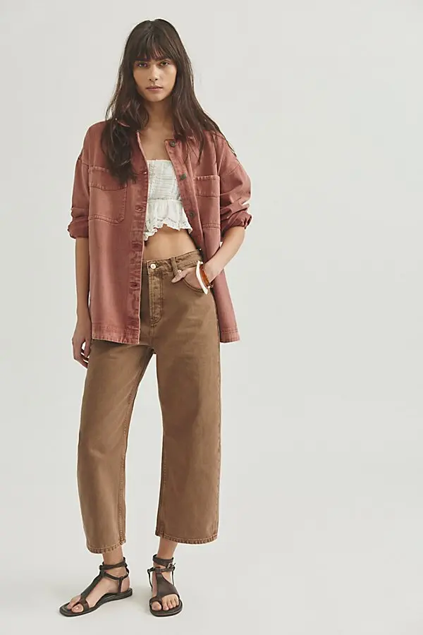 We The Free Deep Trance Dropped Boyfriend Jeans - Chocolate Mousse