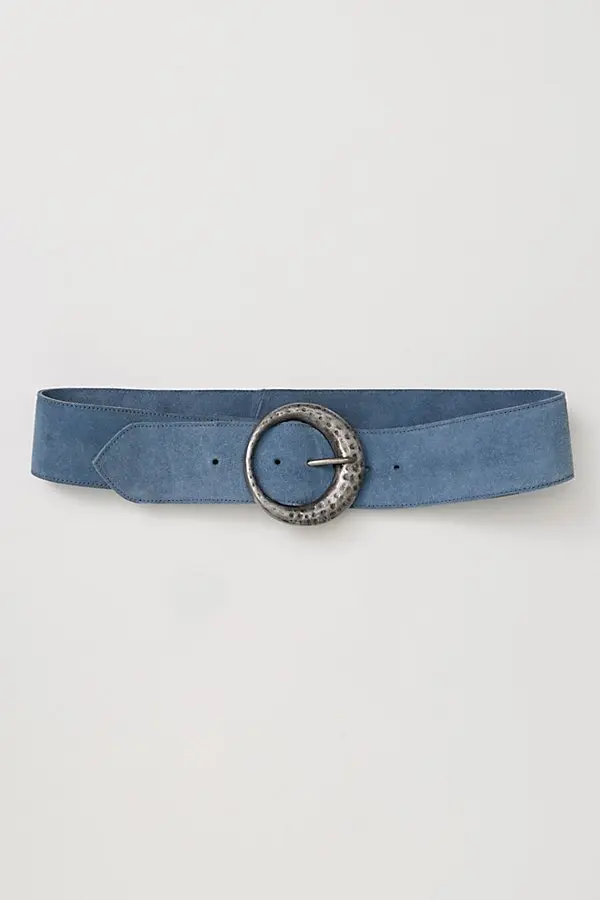 Free People Suede Hip Belt With Metal Buckle - Cornflower