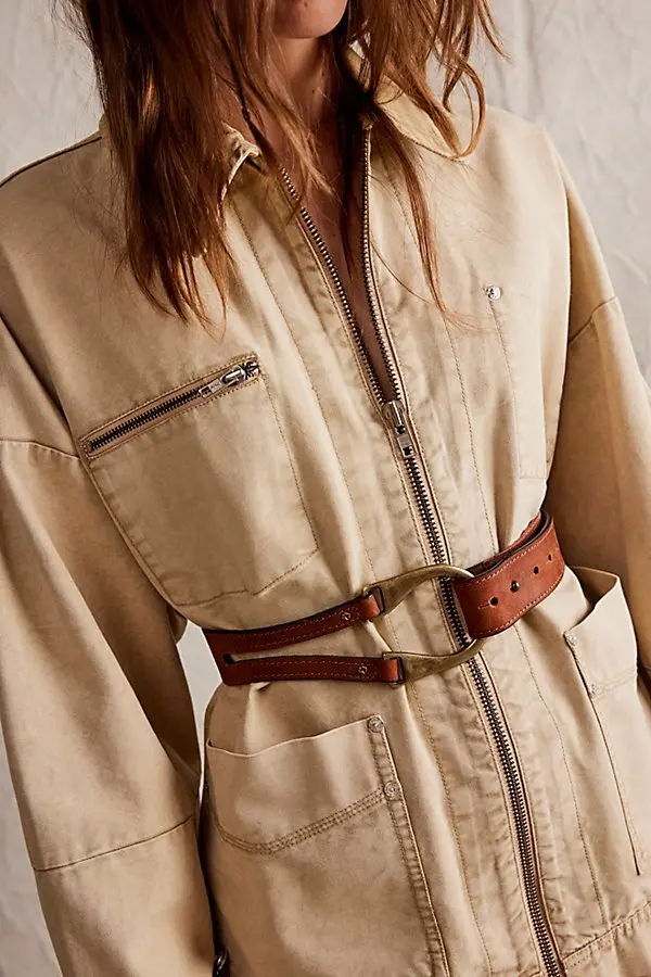 FP COLLECTION Rising Sun Leather Hip Belt - Cognac