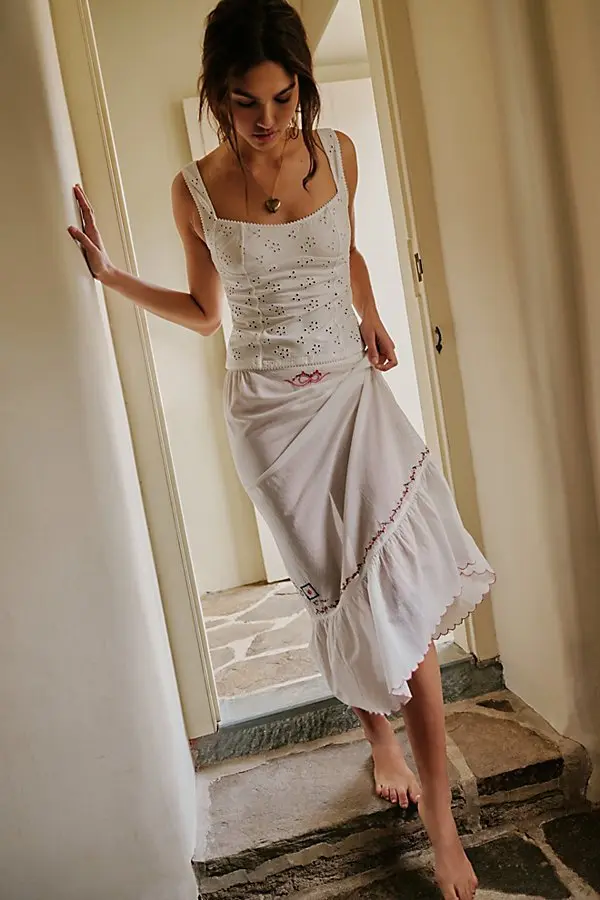 INTIMATELY Cotton Eyelet Camisole With Picot Trim - Ivory
