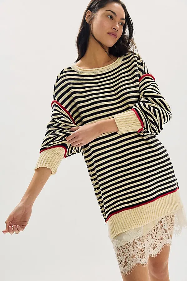 We The Free Asher Striped Pullover - Black Combo