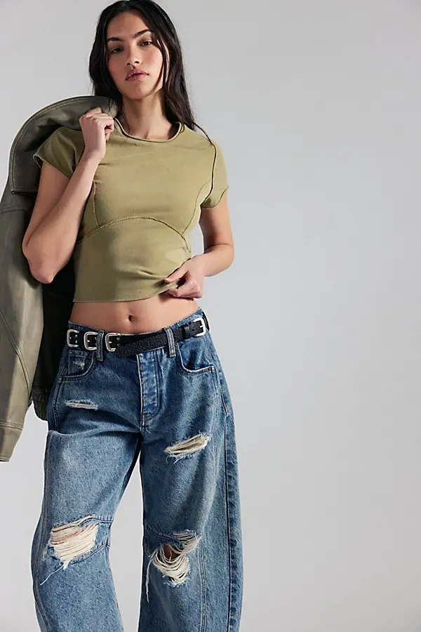 We The Free Protagonist Cropped Cap Sleeve Tee - Python