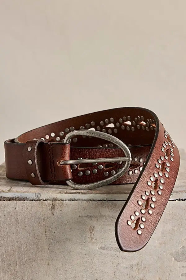 We The Free Preston Studded Leather Belt - Mocha