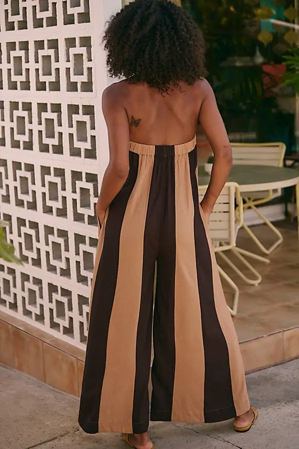 Free People Eden Jumpsuit With Vertical Stripes