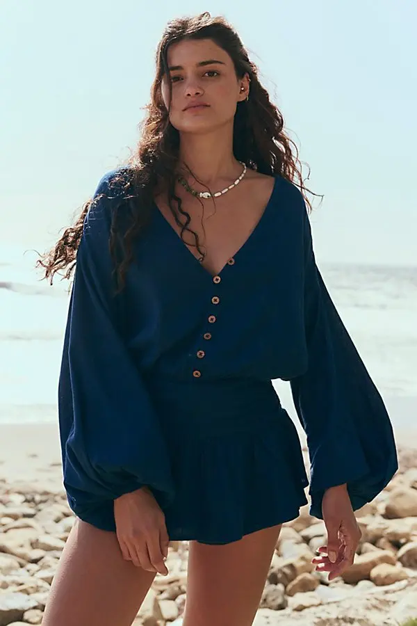 Free People Carson Drop-waist Romper - Titan