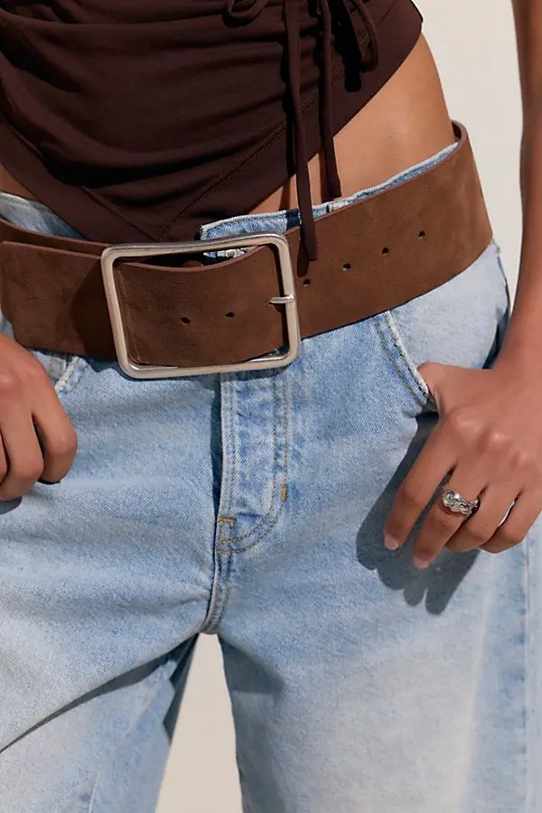 Free People Suede Hex Hip Belt At - Coconut Shell