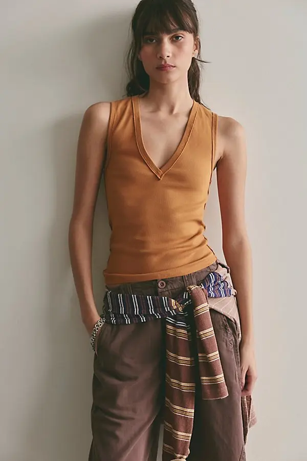 We The Free Neria V-neck Tank Top - Bronzer