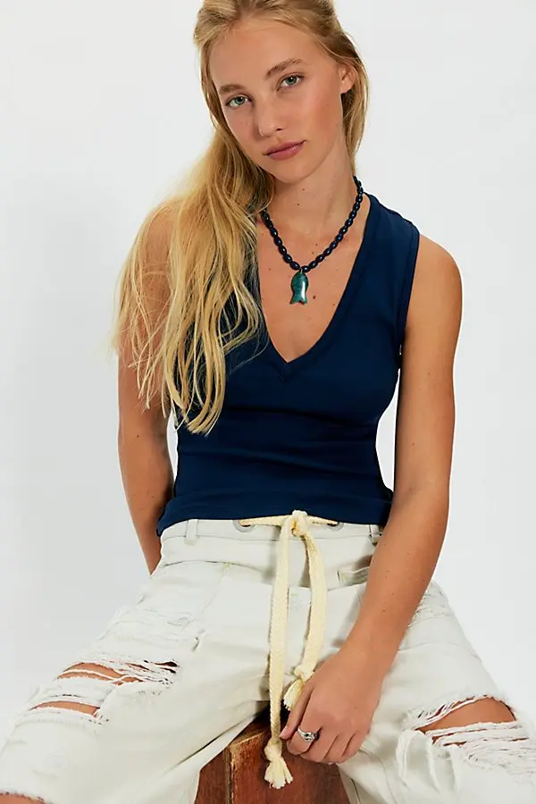 We The Free Neria V-neck Tank Top - Deeper Iris