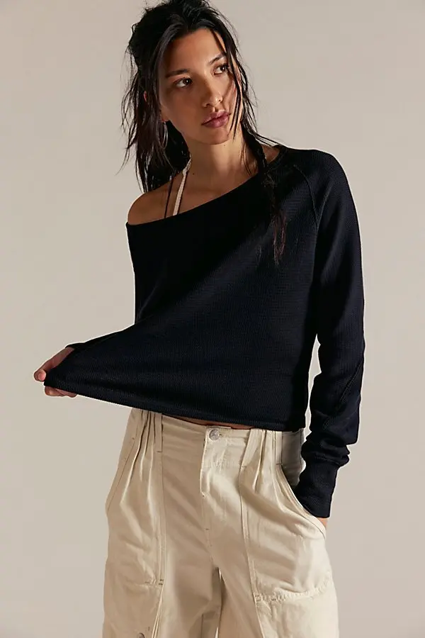 We The Free Long Sleeve Boatneck Top - Black