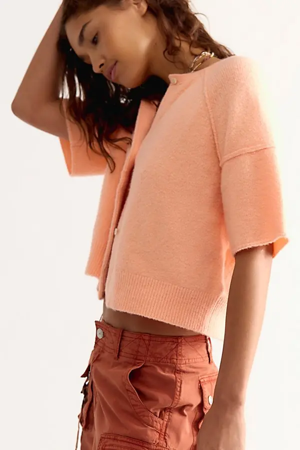 Free People See Me Softspun Cardigan - Spring Melon