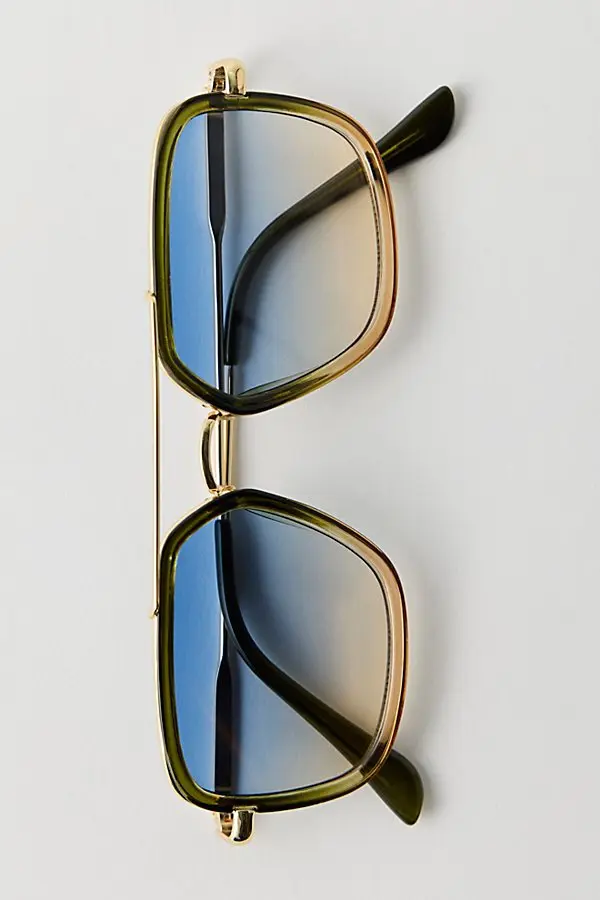Free People Luna Classic Tinted Aviator Sunglasses - Olive Mist