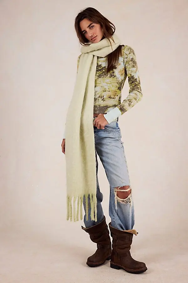 Free People Winter Chill Blanket Scarf At - Matcha