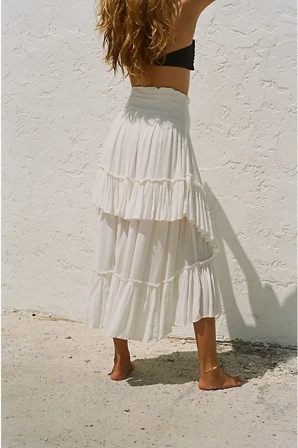 Free People Convertible Ruffle Skirt - Ivory